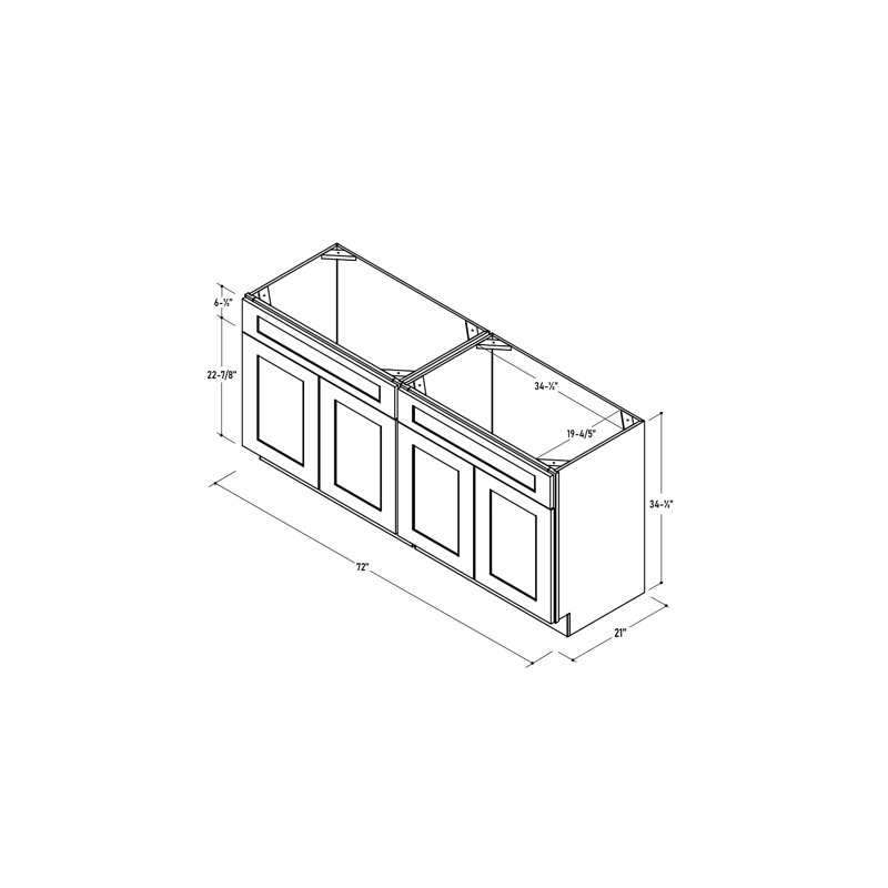 Disar 72" Double Bathroom Vanity Base Only in White | Wayfair